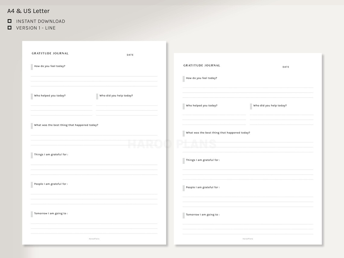 Gratitude Journal A4 US Letter Daily Planner Printable | Etsy