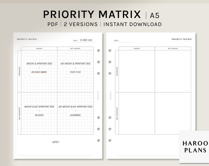 Weekly Task Priority Matrix, Eisenhower Matrix, Decision Matrix ...