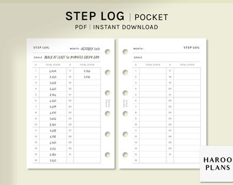 Step Log Personal Size Printable Inserts Health Planner | Etsy