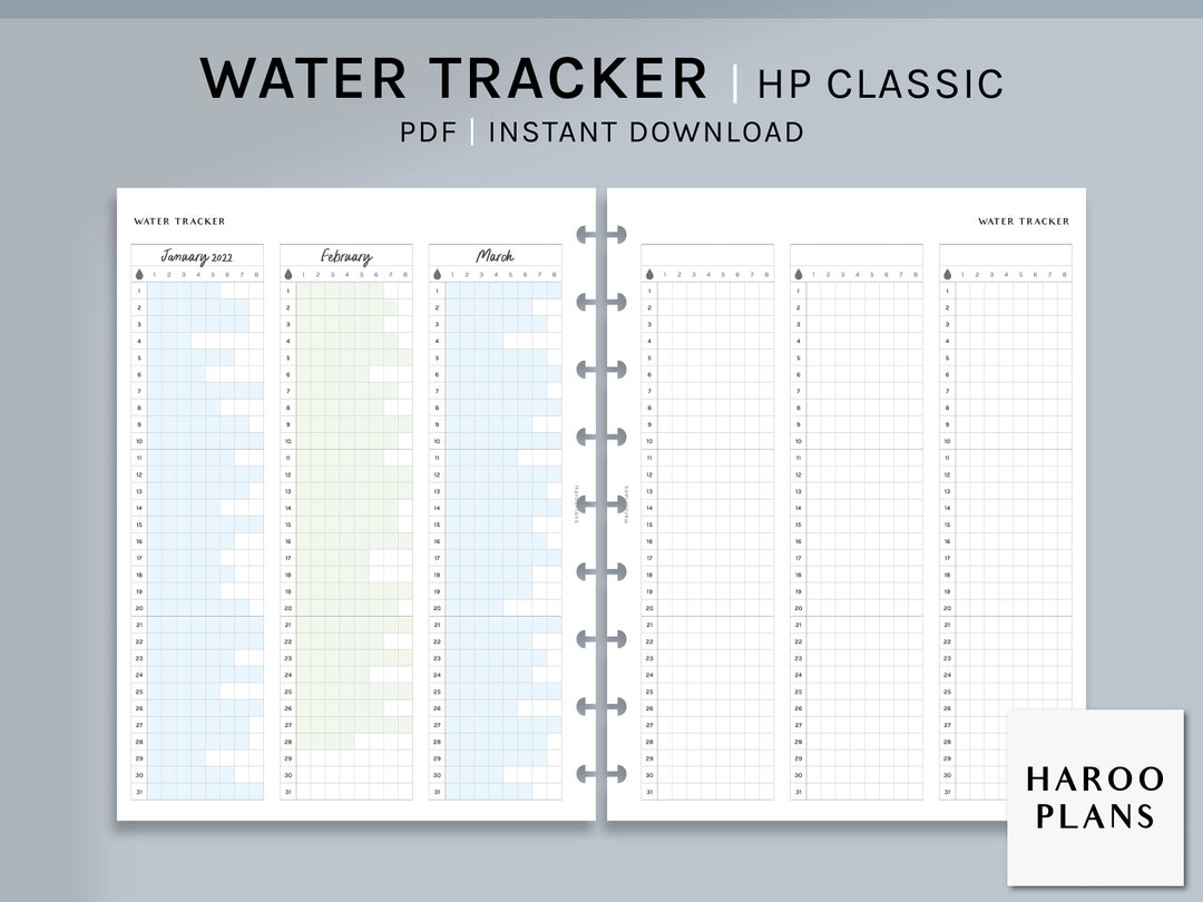 Water Tracker | HP Classic Printable Happy Planner Inserts | Water ...