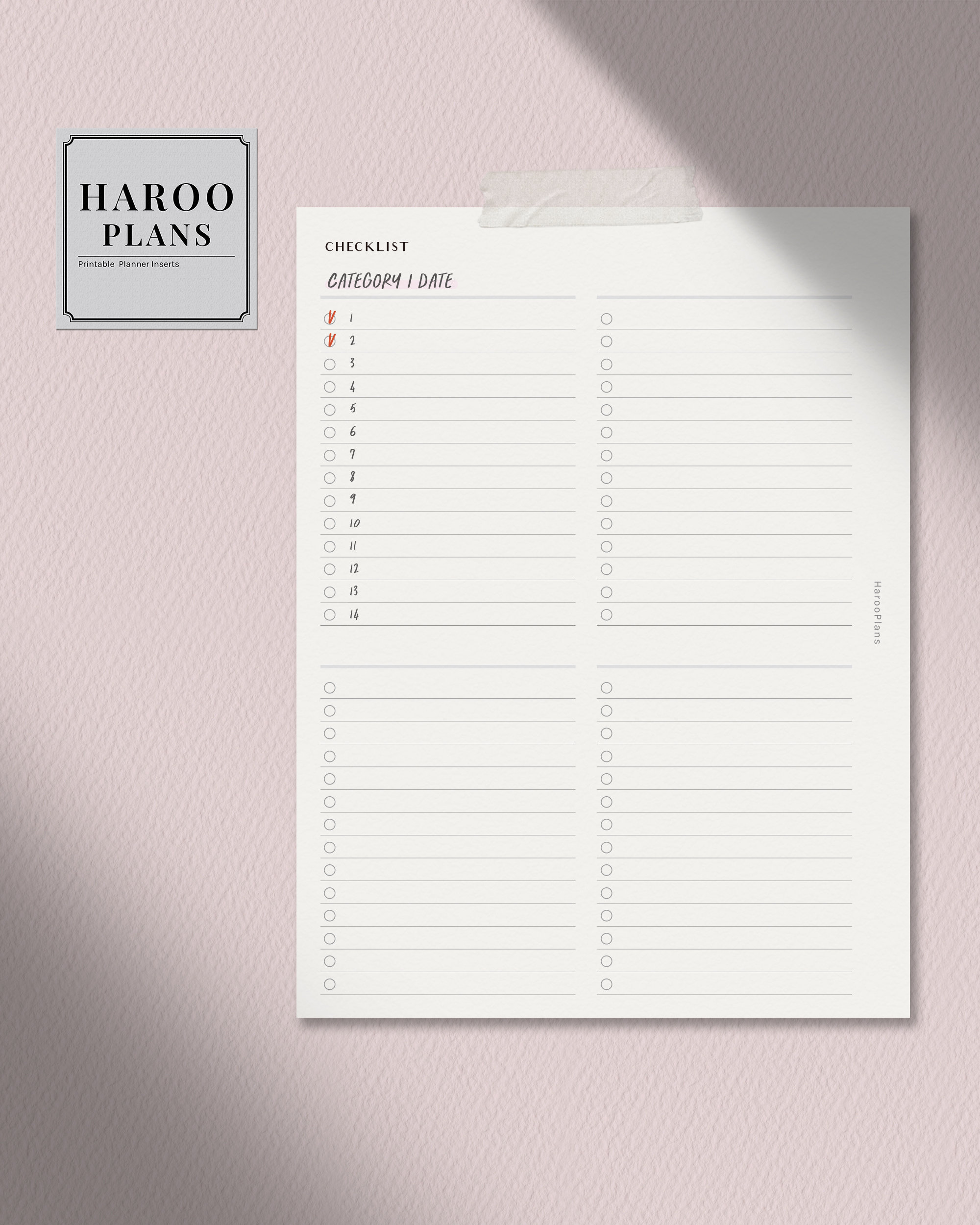 Checklist Sheet | B6 Ring Printable Planner Inserts | Work Task Get It ...