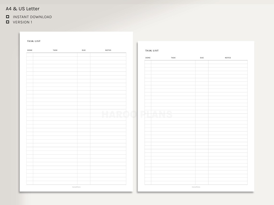 Task List A4 US Letter Printable Planner Inserts to Do | Etsy