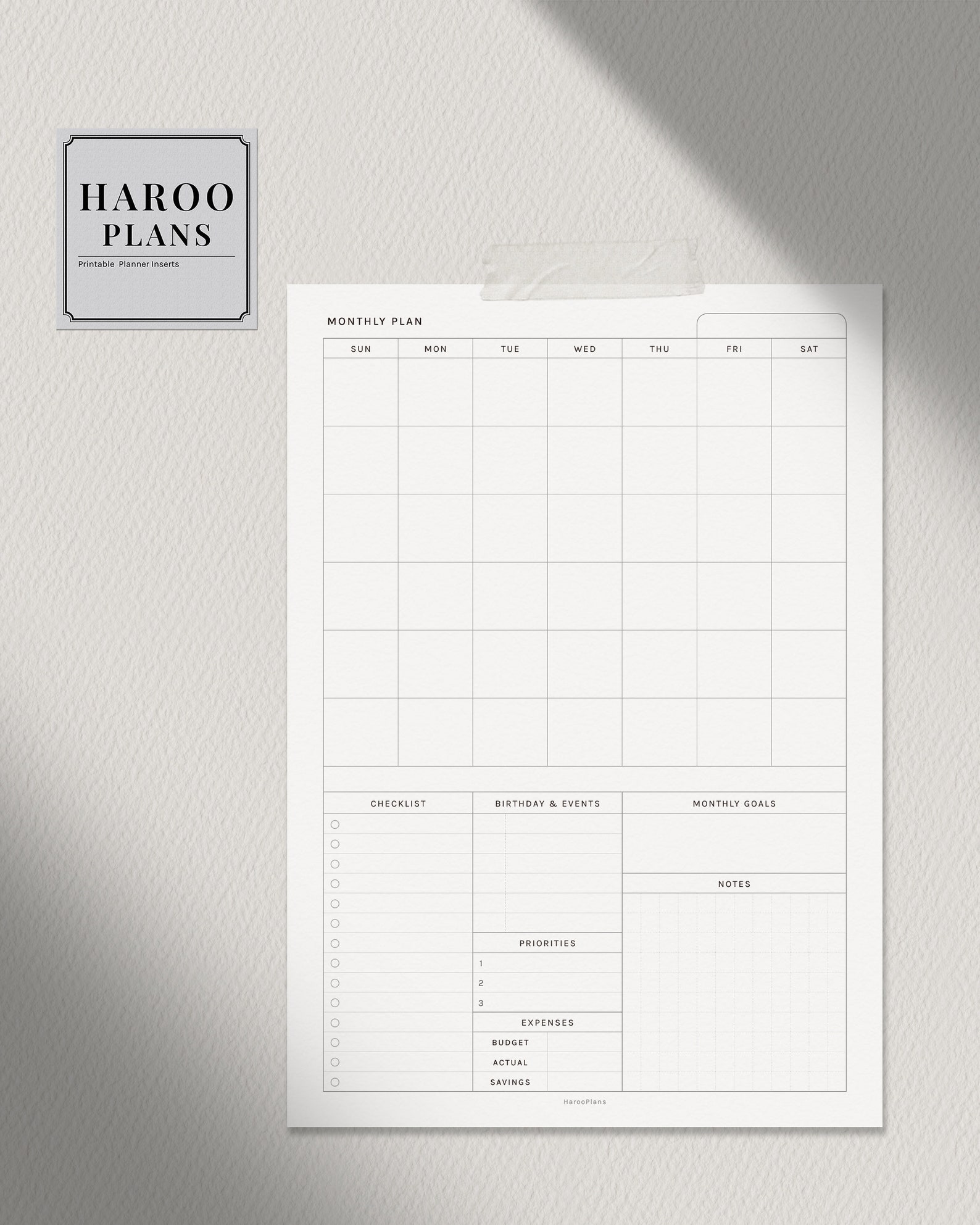 Monthly Overview | A4, US Letter Printable Planner Inserts | MO1P ...