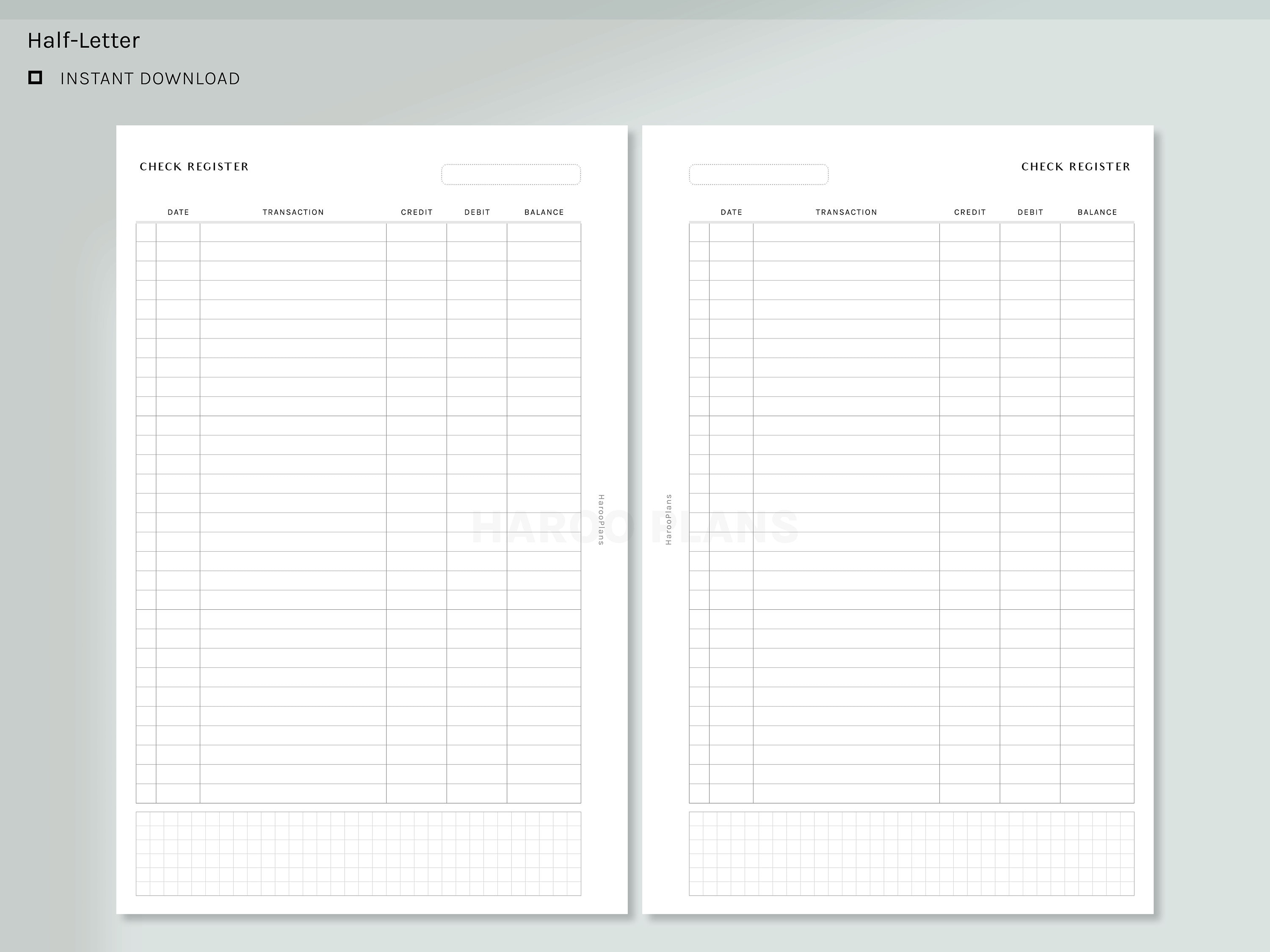 Check Register Half-letter Printable Planner Inserts - Etsy