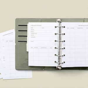 Car Maintenance | Pocket Size Printable Planner Inserts | Simple Auto ...