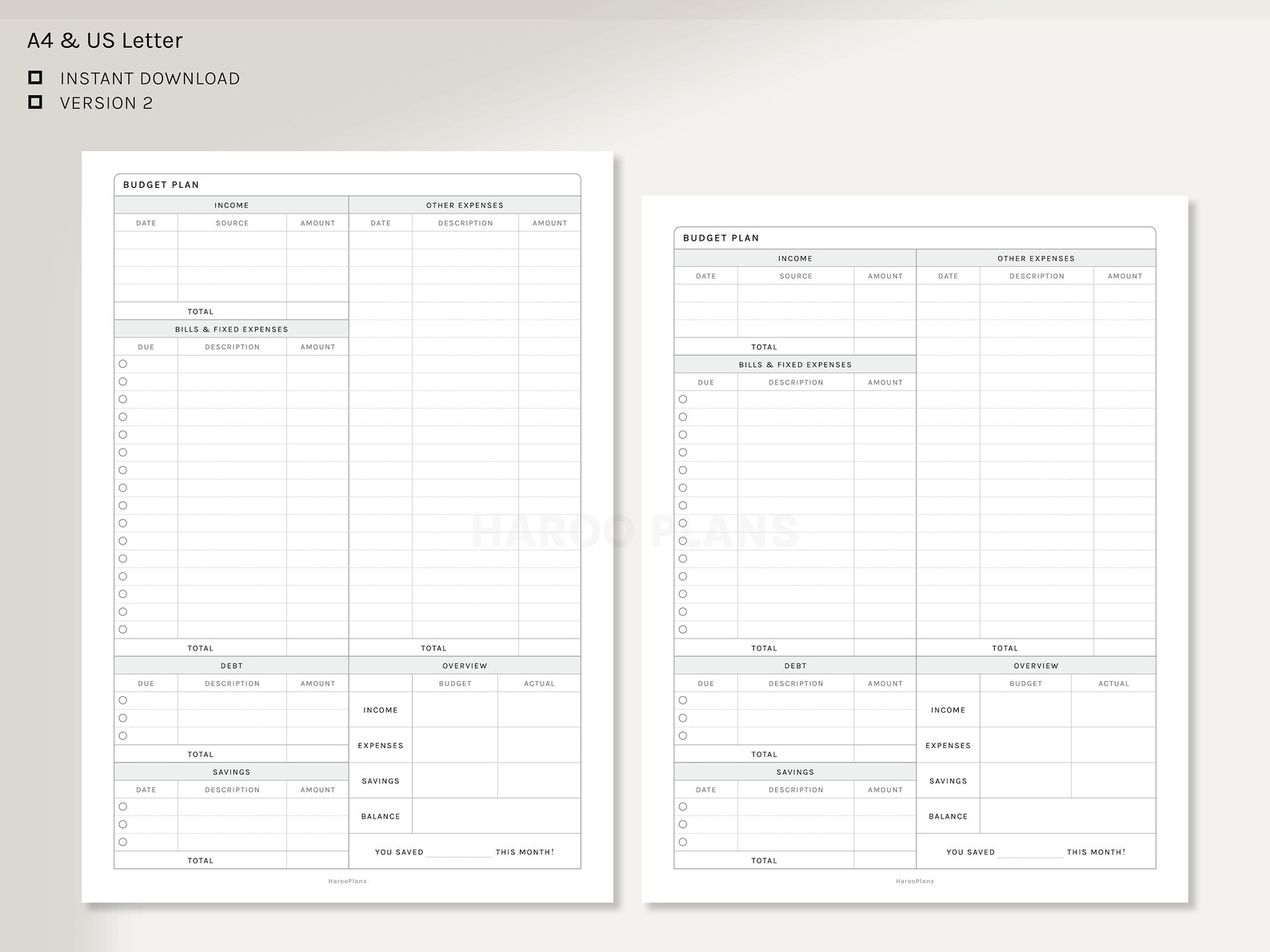 Budget Planner A4 US Letter Printable Planner Inserts - Etsy