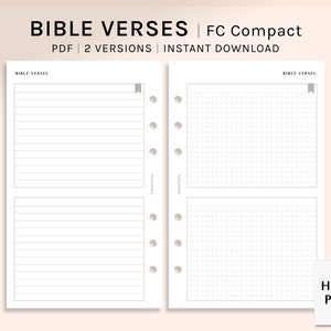 Bible Verses | FC Compact Printable Planner Inserts | Sermon Scripture ...