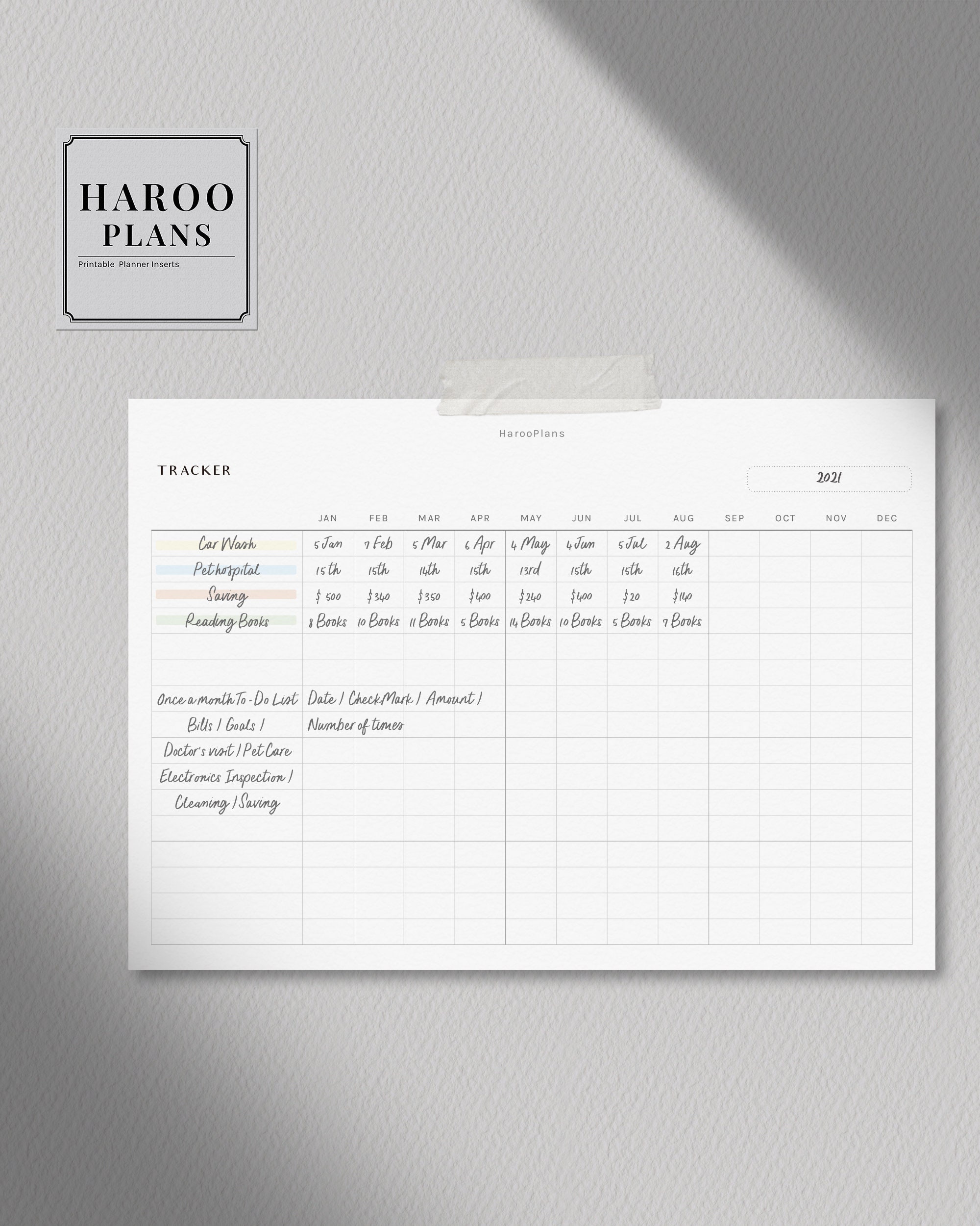 Monthly Tracker Personal Wide Printable Planner Inserts - Etsy Canada