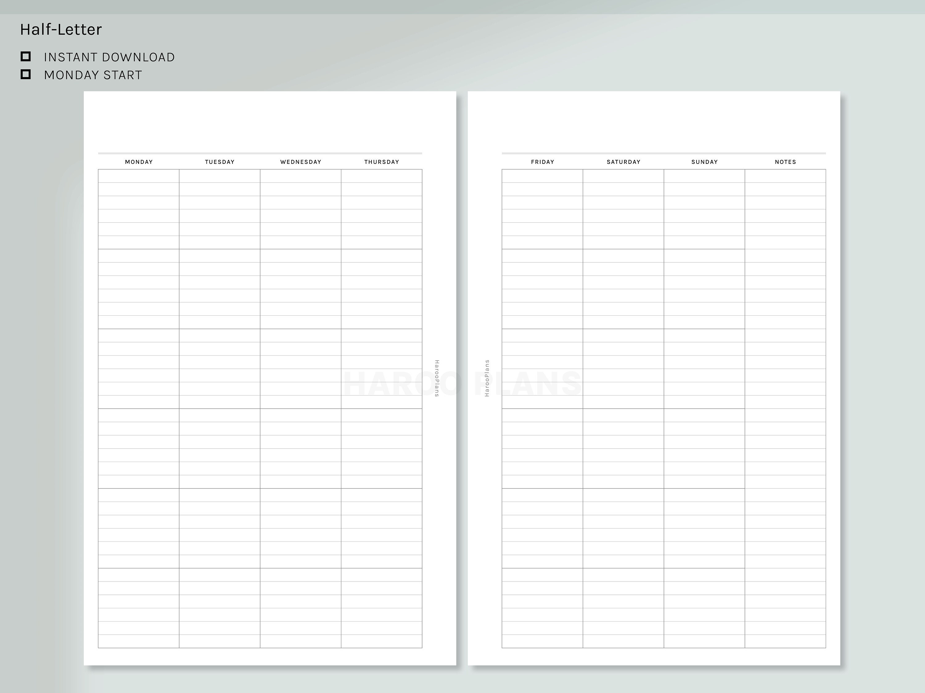 Undated Monthly Half-letter Printable Planner Inserts - Etsy