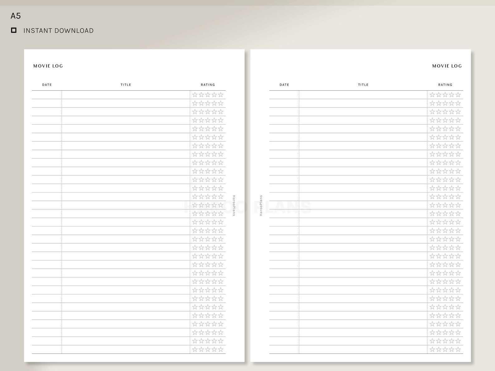 Movie Log A5 Printable Planner Inserts Film Checklist - Etsy
