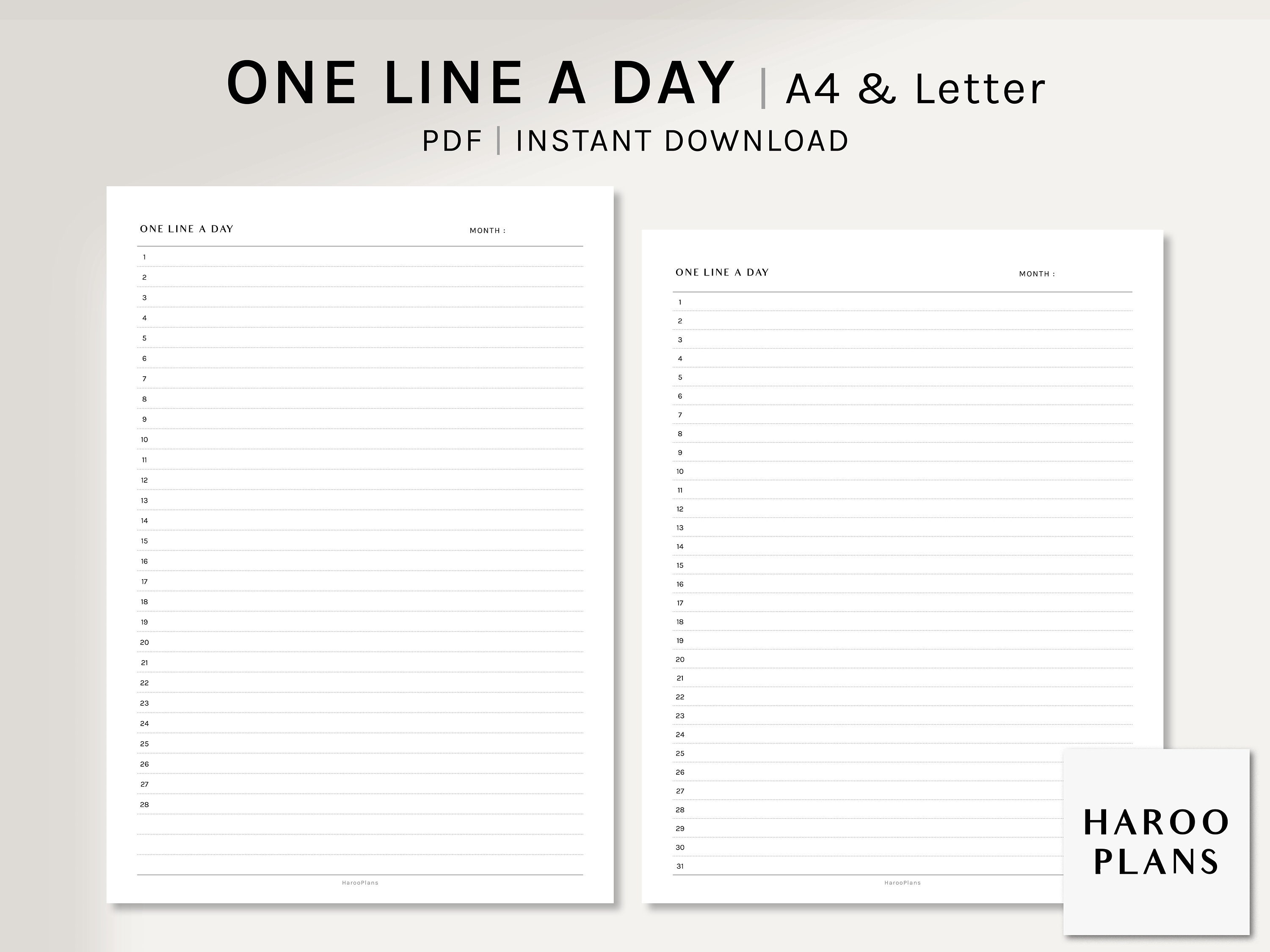 One Line A Day A4 US Letter Printable Planner Inserts - Etsy