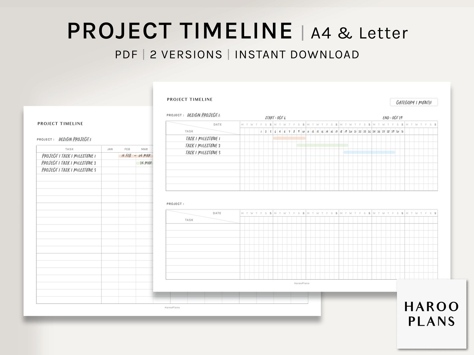 Project Timeline Sheet A4 US Letter Printable Planner | Etsy