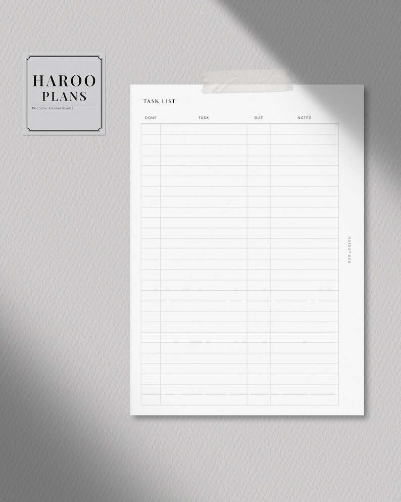 Task List Personal Wide Printable Planner Inserts to Do - Etsy