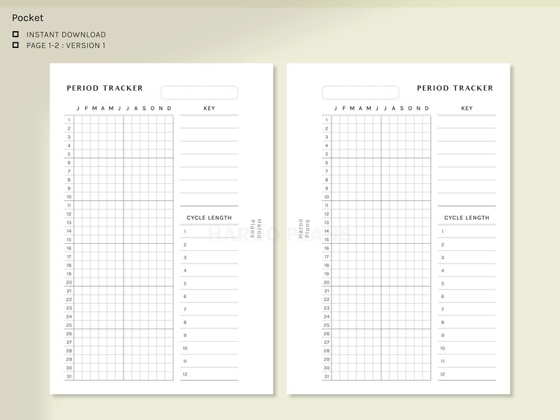 Period Tracker Pocket Rings Printable Planner Inserts - Etsy