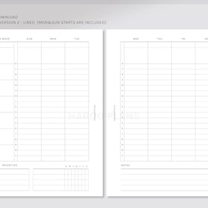 WO2P Schedule | A6 Rings Printable Planner Inserts | Simple Weekly Organizer Template | Schedule ...