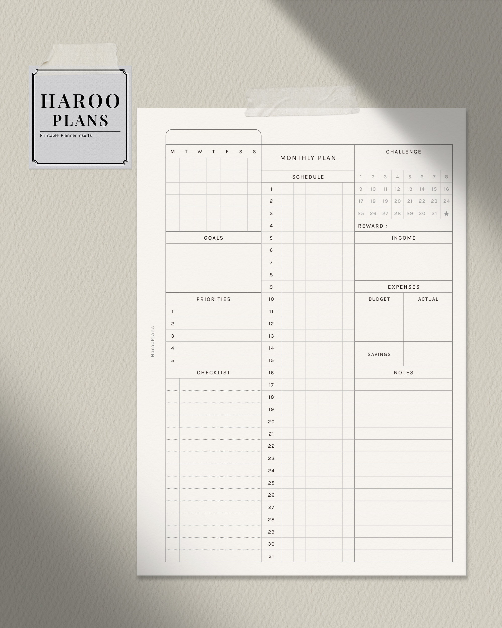 Monthly Planner A5 Printable Planner Inserts Monthly | Etsy