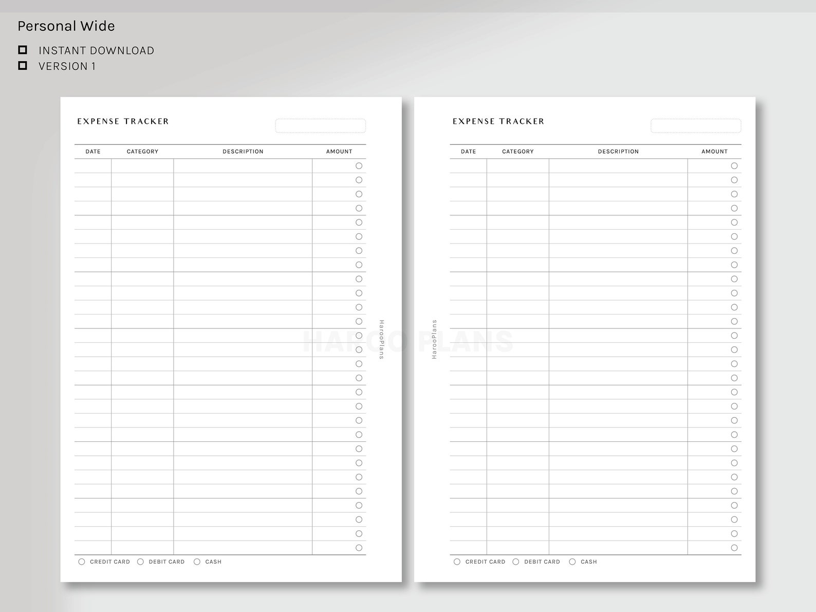 Expense Tracker Personal Wide Printable Inserts Spending - Etsy