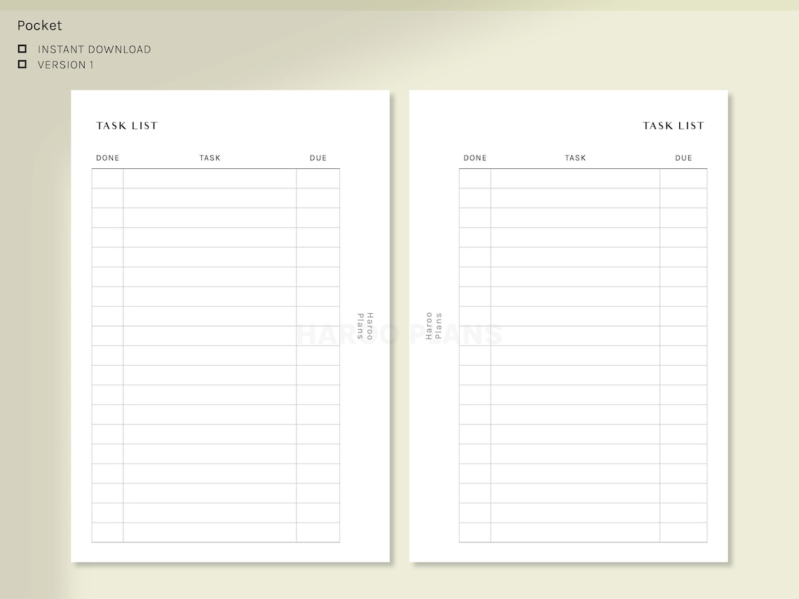 Task List Pocket Size Printable Planner Inserts to Do List - Etsy