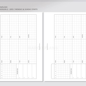 Undated Weekly A6 Printable Planner Inserts WO1P Horizontal Layout ...