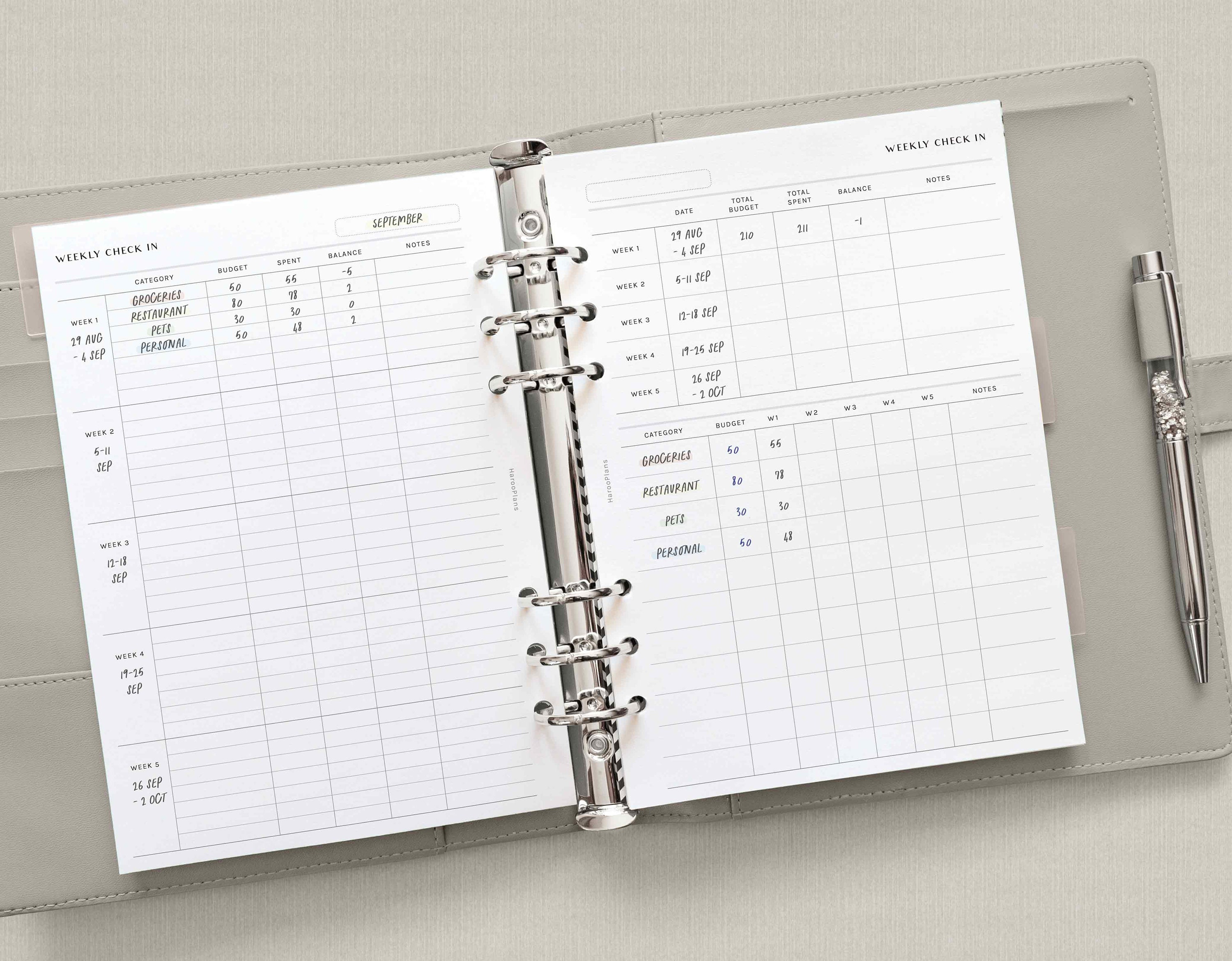 Weekly Budget Check-in | A5 Printable Planner Inserts | Financial ...
