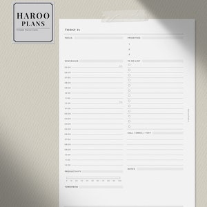 Daily Work Planner | A5 Printable Inserts | Productivity Organizer ...