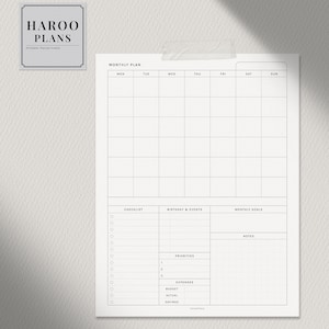 Monthly Overview | A4, US Letter Printable Planner Inserts | MO1P ...