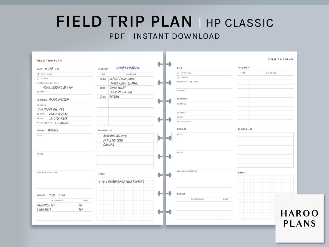 Field Trip Planning | HP Classic Printable Happy Planner Inserts ...