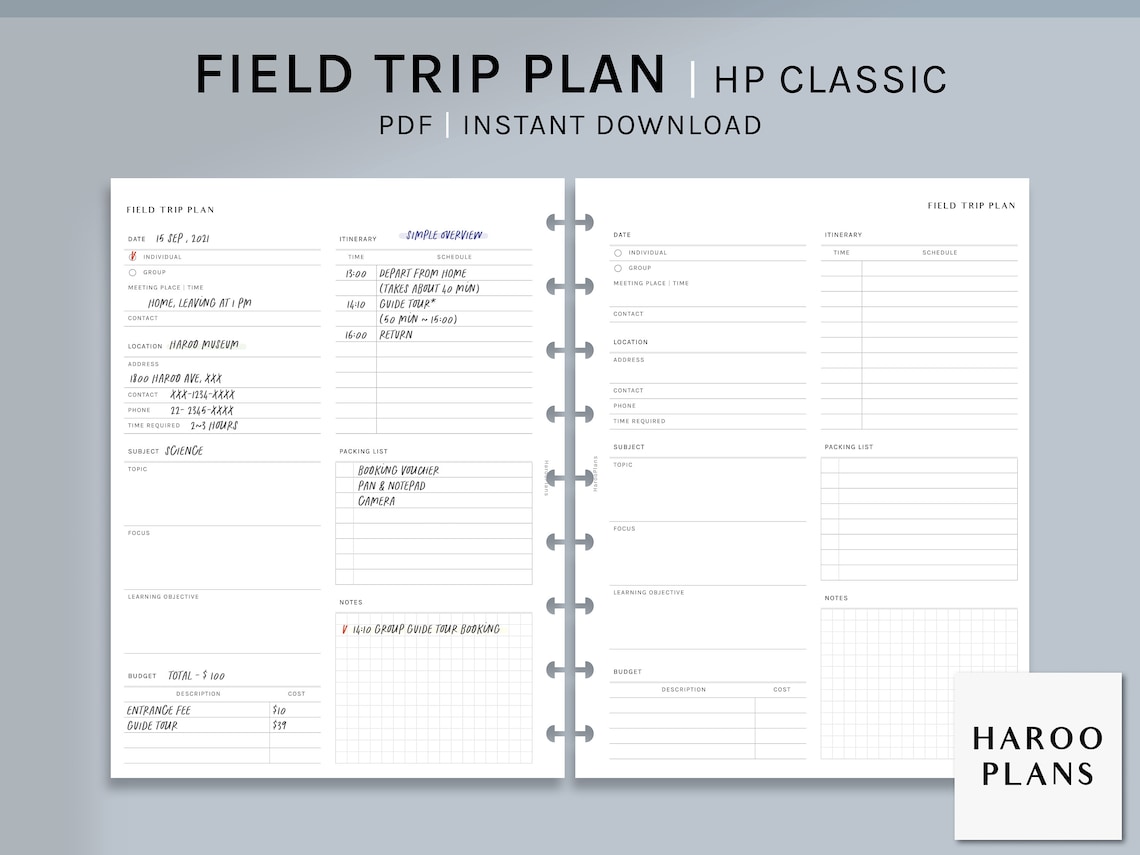 Field Trip Planning | HP Classic Printable Happy Planner Inserts ...