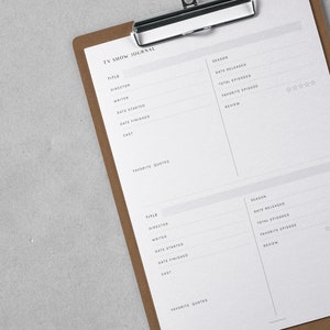 TV Show Journal | A4, US Letter Printable Planner Inserts | Series ...