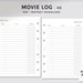 Movie Log Printable Inserts | A6 | Film Checklist Template PDF | Simple ...