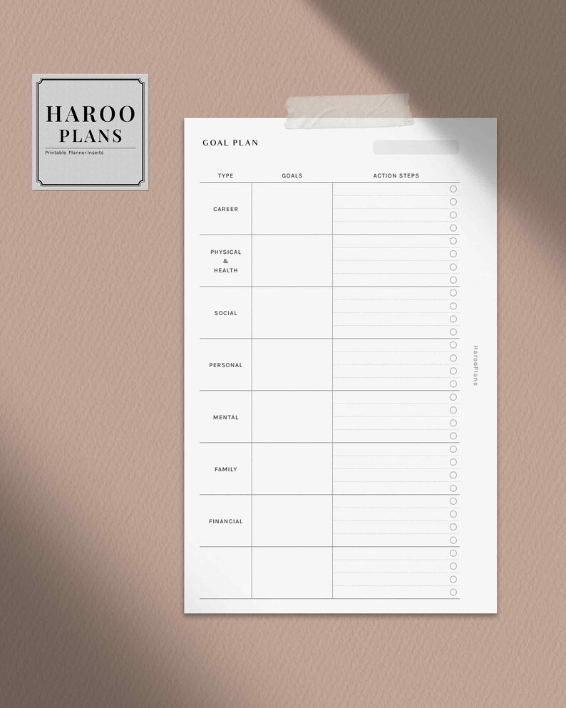 Goal Planner FC Compact Size Printable Inserts Life Goal - Etsy