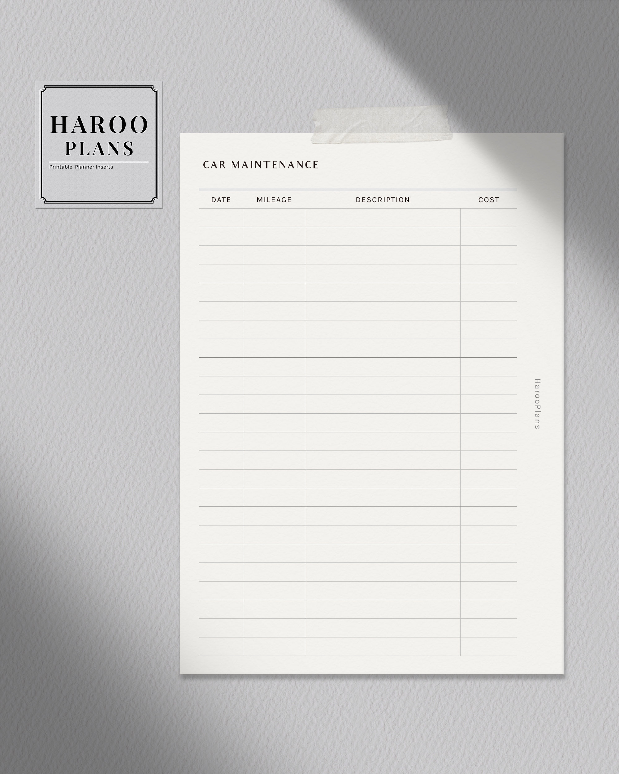 Car Maintenance | A6 Printable Planner Inserts | Auto Repair Log ...
