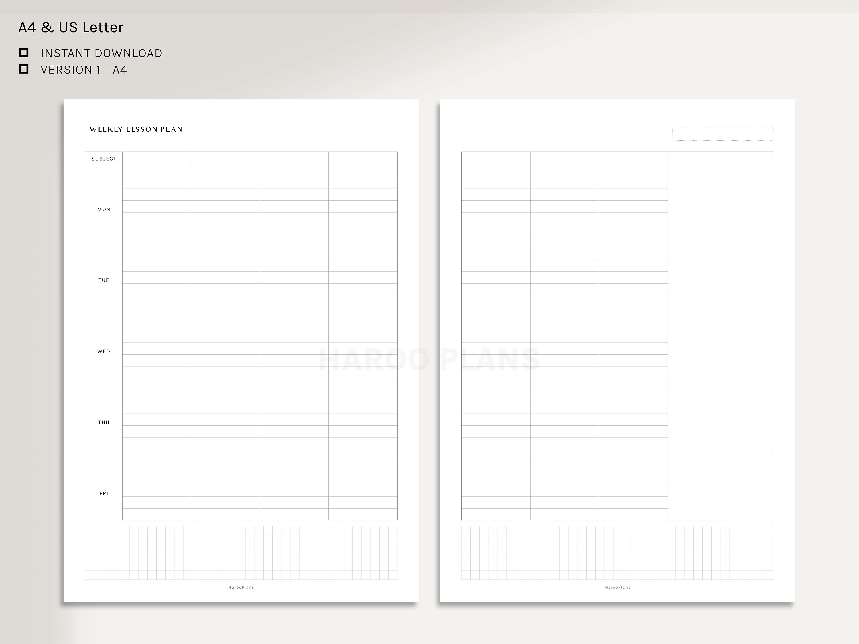 Weekly Lesson Planner | A4, US Letter Printable Inserts | Homeschool ...