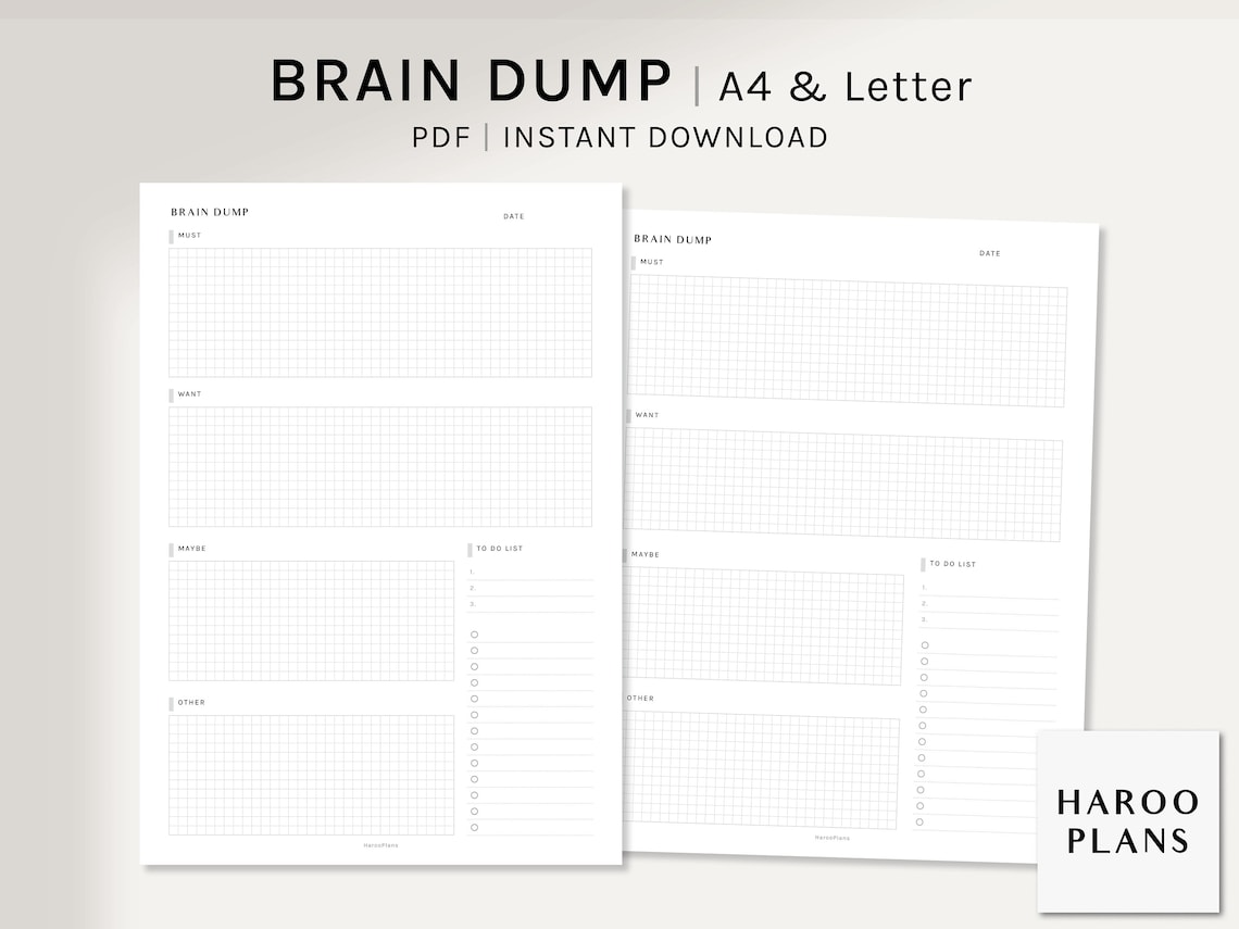 Brain Dump Journal A4 US Letter Printable Planner Inserts - Etsy