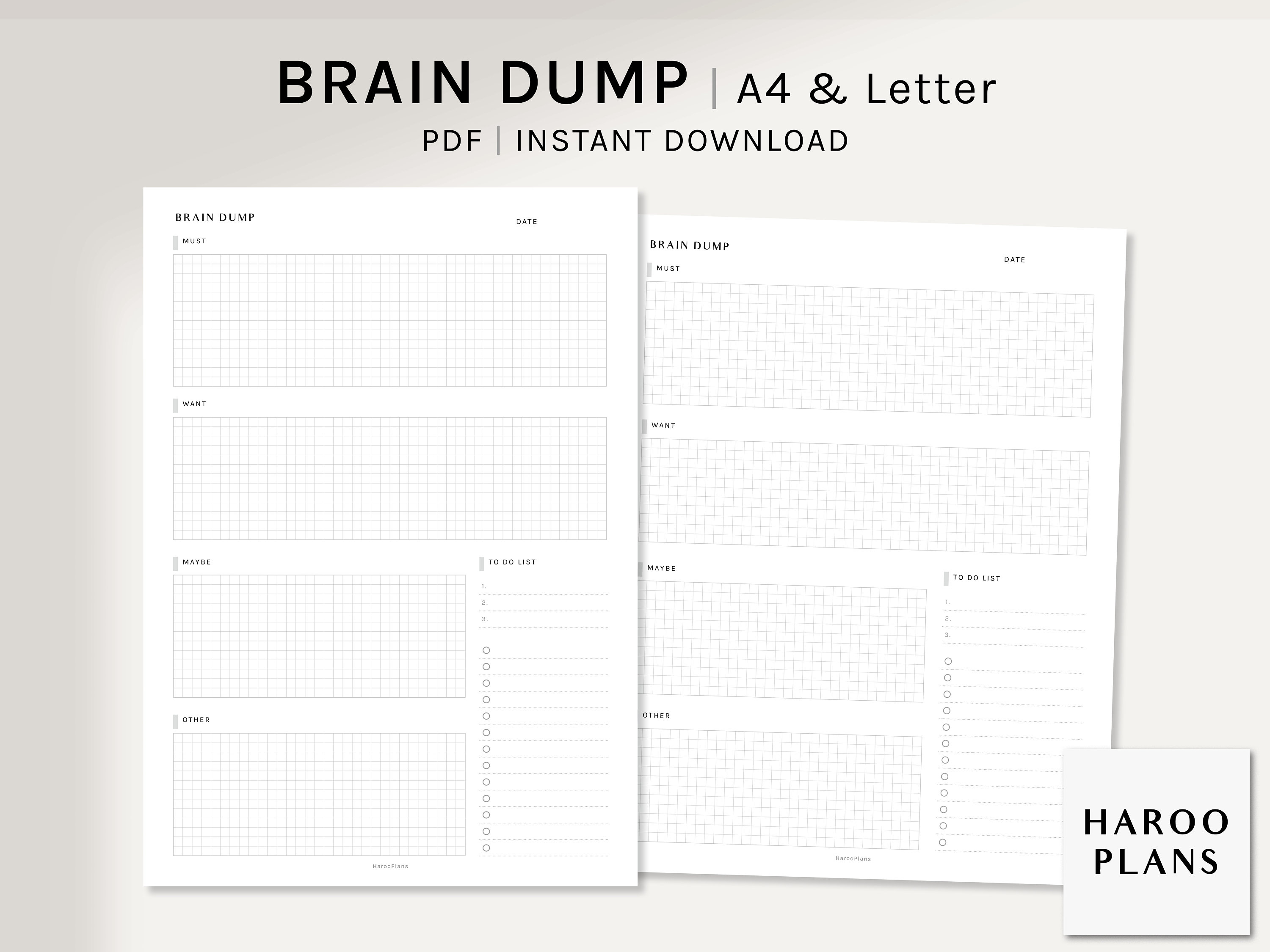 Brain Dump Journal A4 US Letter Printable Planner Inserts - Etsy