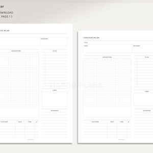 Content Planner | A4, US Letter Printable Inserts | Social Media ...