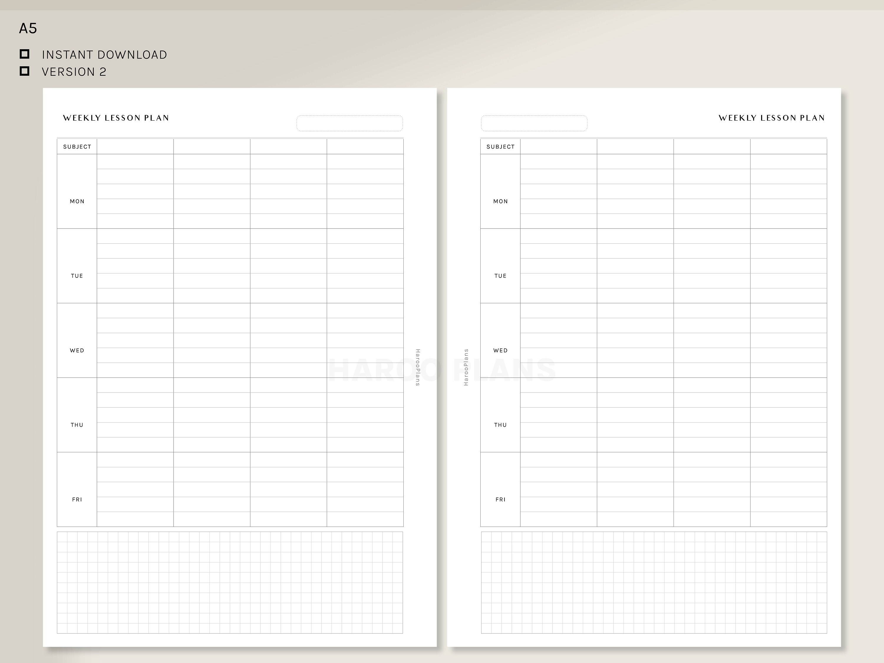 Weekly Lesson Planner | A5 Printable Inserts | Simple Homeschool ...