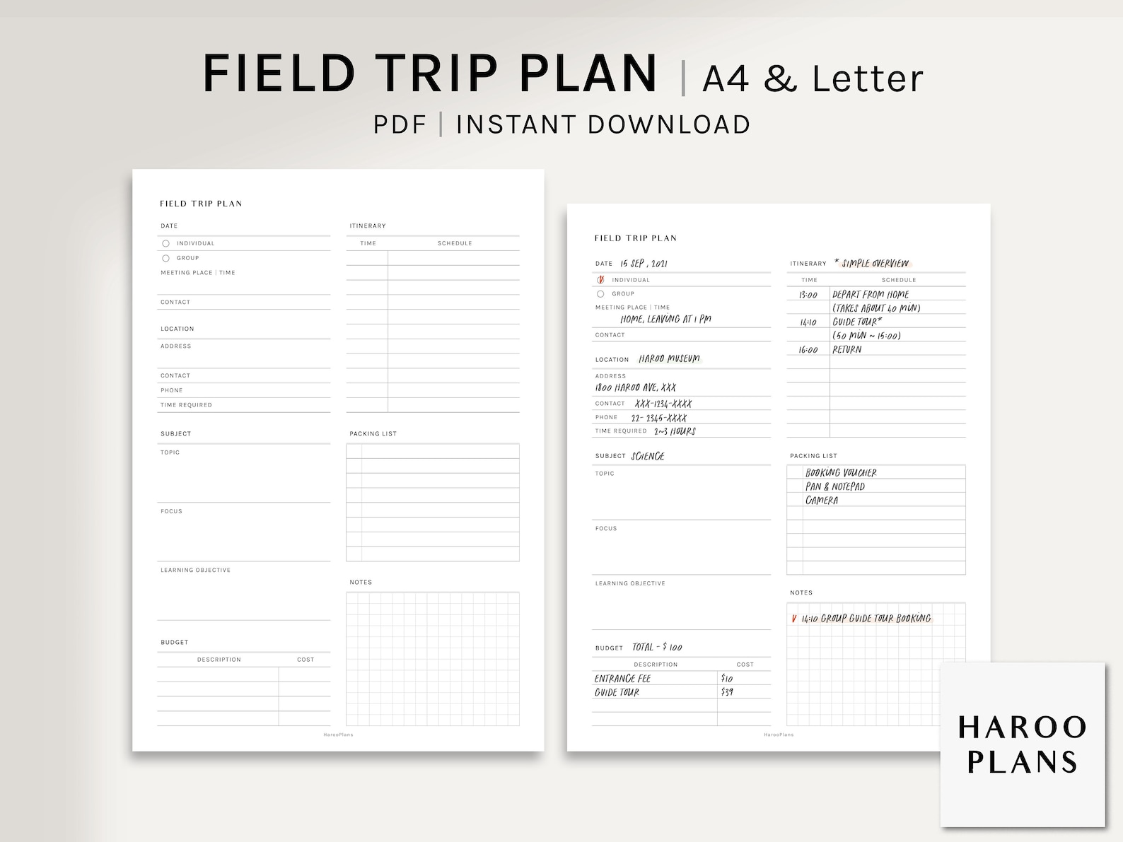 Field Trip Planning Sheet A4 US Letter Printable Planner | Etsy