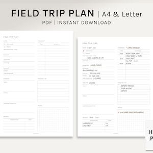 Field Trip Planning Sheet A4, US Letter Printable Planner Inserts ...