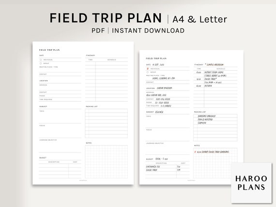 Field Trip Planning Sheet A4 US Letter Printable Planner | Etsy