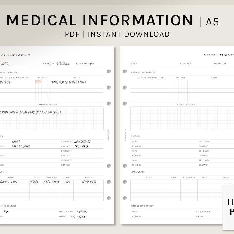 Printable Medical Sheet - Etsy
