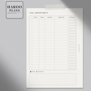 Beauty Appointments Tracker | A6 Printable Planner Inserts | Salon ...