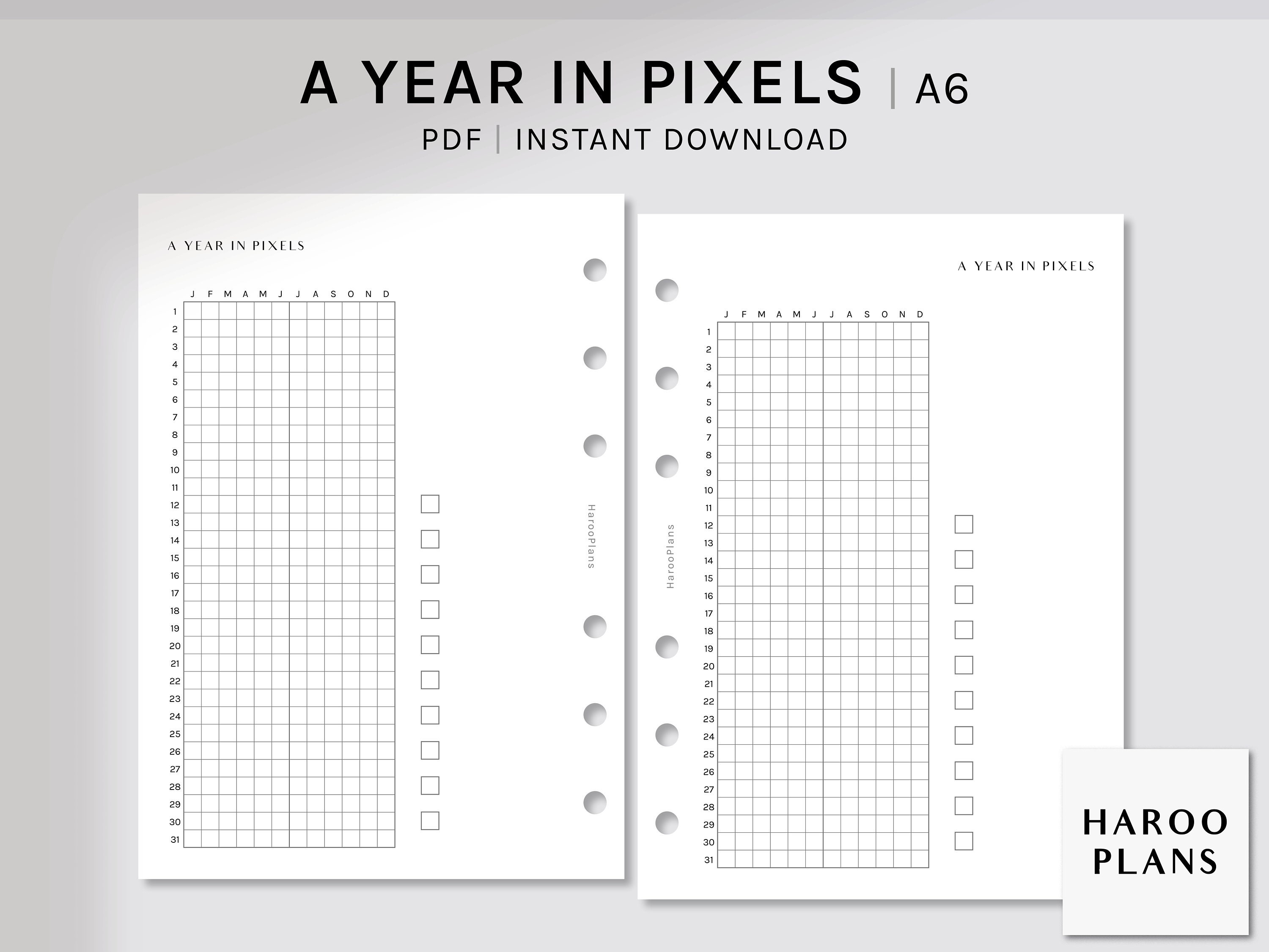 A Year In Pixels A6 Printable Planner Inserts Mood | Etsy