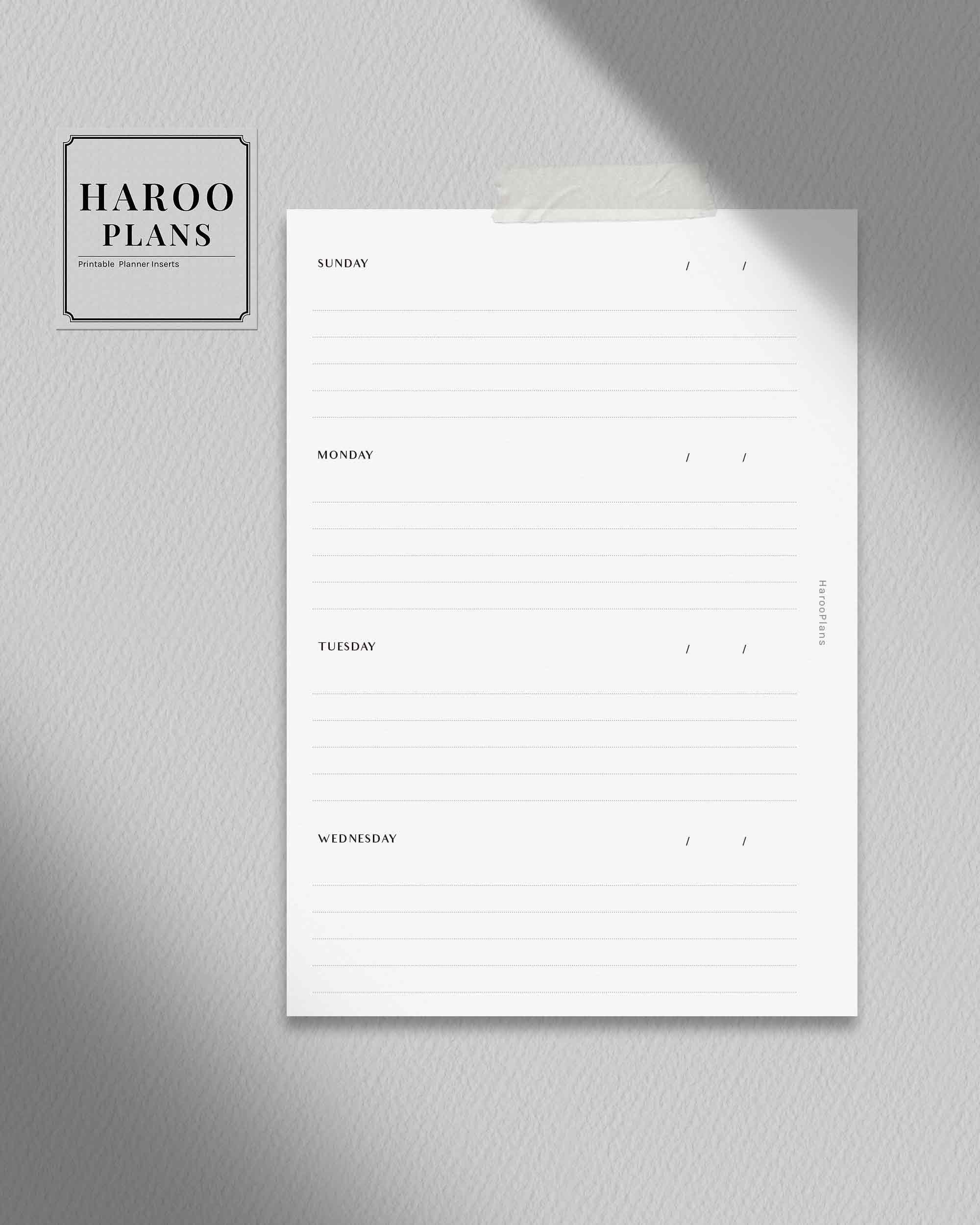 Simple Weekly Personal Wide Printable Planner Inserts - Etsy