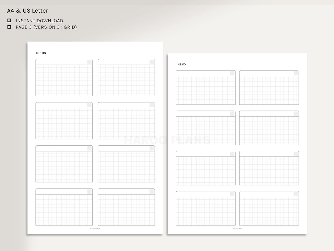 Inbox A4 US Letter Printable Planner Inserts Blank Box to - Etsy