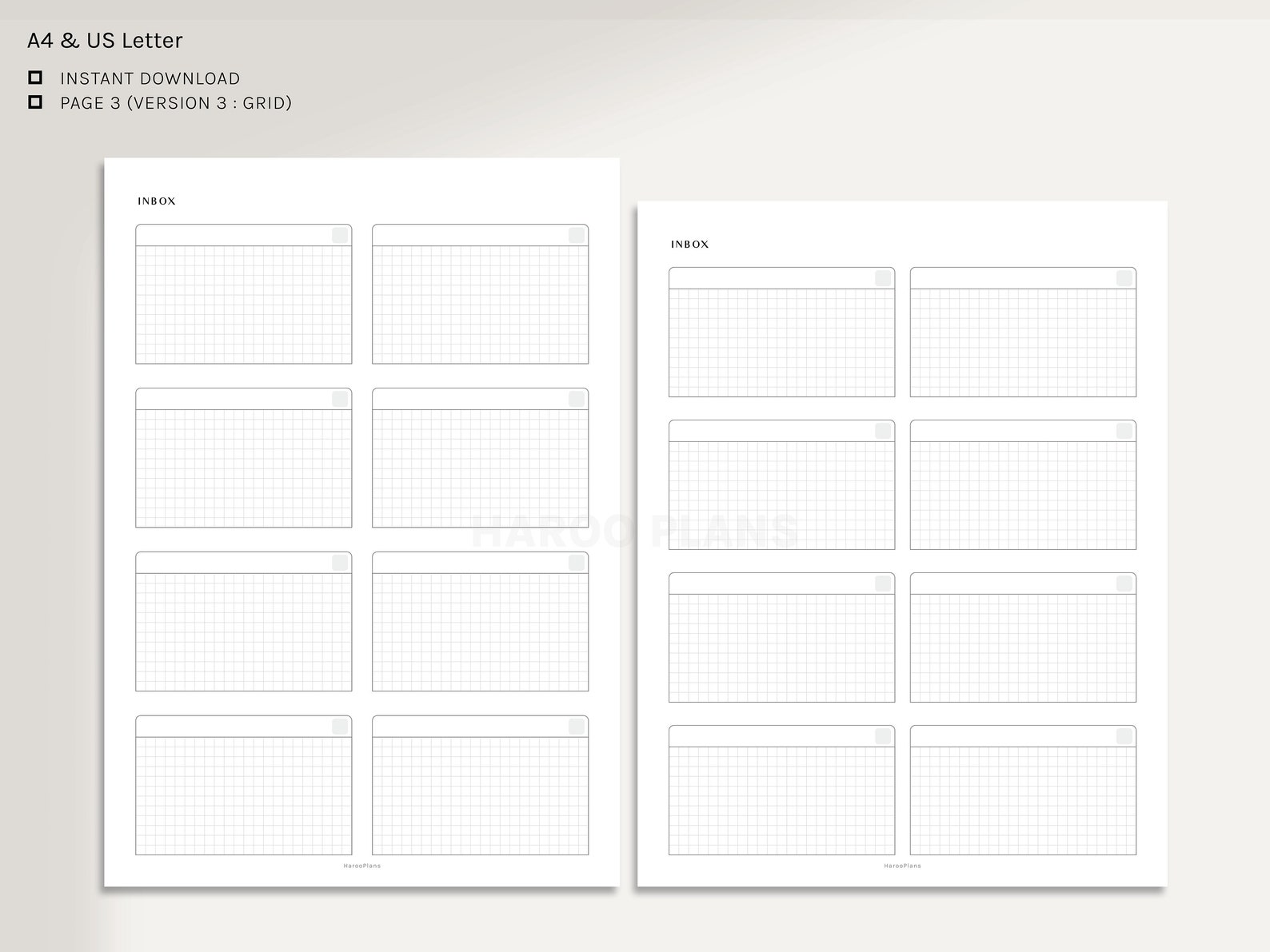 Inbox | A4, US Letter Printable Planner Inserts | Blank Box to Do List ...
