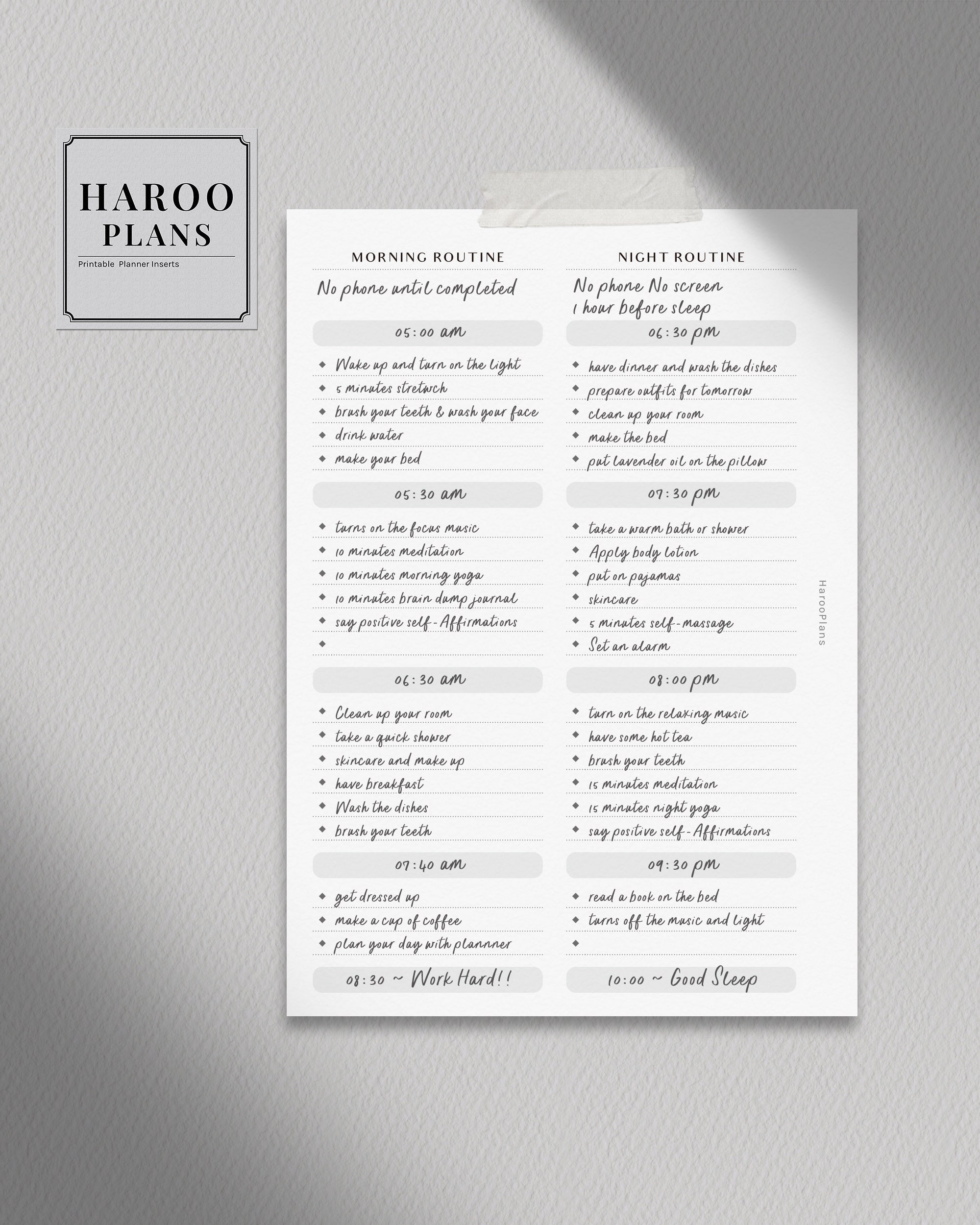 Daily Routine Personal Wide Printable Planner Inserts - Etsy Canada