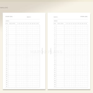 Step Log | Personal Size Printable Inserts | Health Planner Template ...