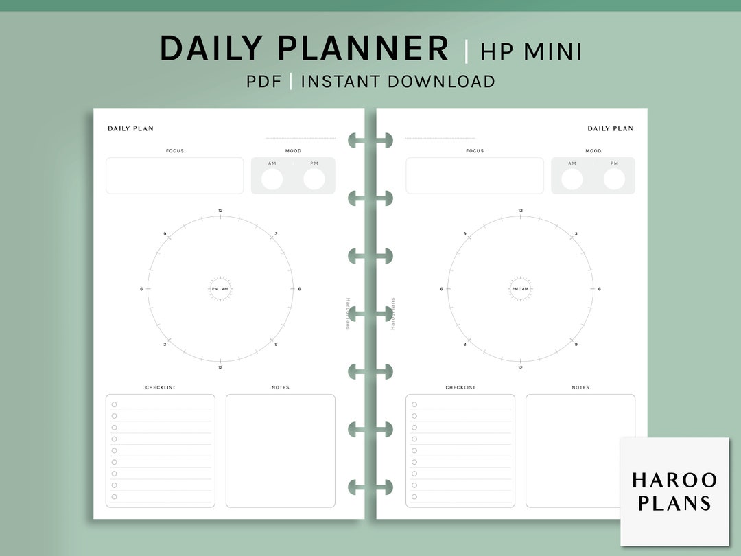 Daily Plan | HP Mini Printable Happy Planner Inserts | 24 Hours ...