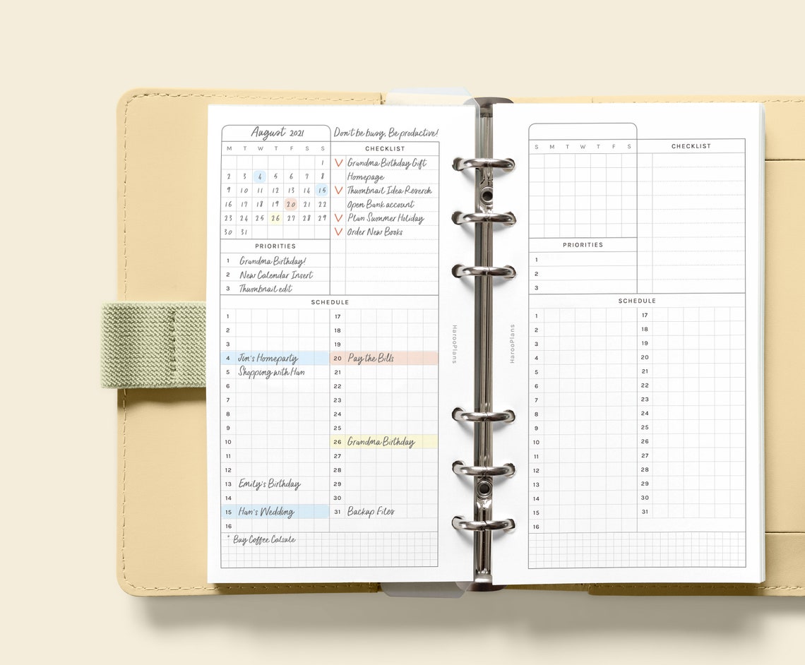Monthly Planner Personal Ring Printable Planner Inserts - Etsy